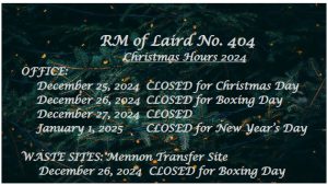 RM of Laird – the RM is agricultural based…